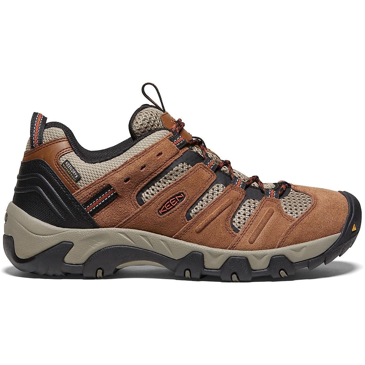 KEEN Men's Headout Low Height Waterproof All Terrain Hiking Shoes, Bison/Fossil Orange, 11