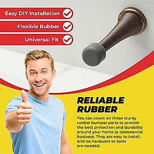 Premium Rubber Door Stop Stud Replacement Tips – Doorstopper Bumpers, Springe Hinge End Caps for Wall & Floor Protection – Universal Size (Grey)