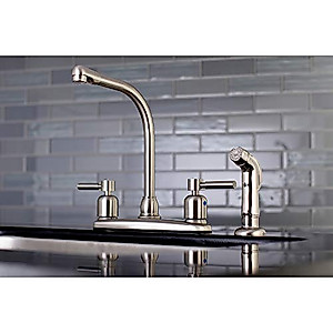 Kingston Brass FB758DLSP Concord 8-Inch Center Set High-Arch Kitchen Faucet with Plastic Sprayer, Brushed Nickel