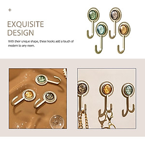 Luxshiny Heavy Duty Adhesive Hooks, 4pcs Jeweled Wall Mount Hangers Hanging Coat Hooks Decorative Towel Hangers for Kitchen Bathroom