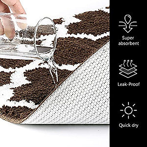 DELXO Kitchen Mat Kitchen Rug Set [2 PCS] - Perfect for Kitchen, Bathroom, Living Room, Soft, Absorbent Microfiber Material, Non-Slip, Easy Clean Machine Washable Floor Runner - 20"X30"+20"X63", Brown