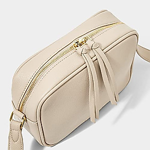 KATIE LOXTON Isla Womens Small Vegan Leather Adjustable Strap Convertible Crossbody Clutch Handbag Purse Taupe