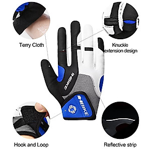 INBIKE 5mm Gel Pad Full Finger Gloves Men for Workout Gym Fitness Outdoor Blue Medium