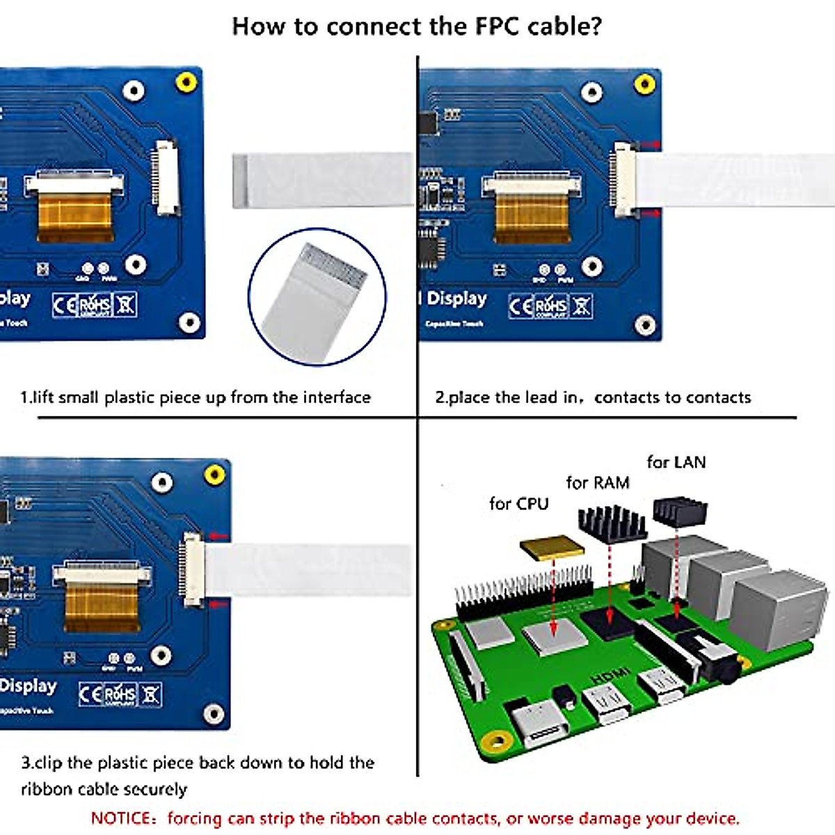 CUQI 5 Inch Raspberry Pi Touchscreen, 800 × 480 DSI Mini HDMI Display, Raspberry Pi Screen with Stand Driver Free for Raspberry Pi4/3/2/Zero/B/B+, Win11/10/8/7