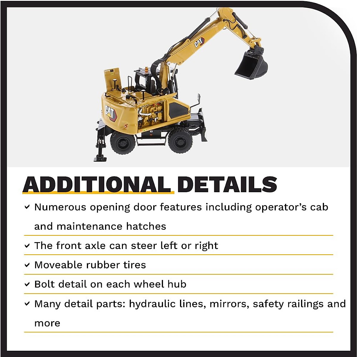 Diecast Masters 1:50 Scale Caterpillar M318 Wheeled Excavator | High Line Series Cat Trucks & Construction Equipment | 1:50 Scale Model Diecast Collectible Model 85956