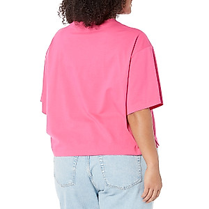 Amazon Essentials Women's Organic Cotton Drop Shoulder Relaxed Boxy Short-Sleeve T-Shirt (Available in Plus Size), Neon Pink, X-Large