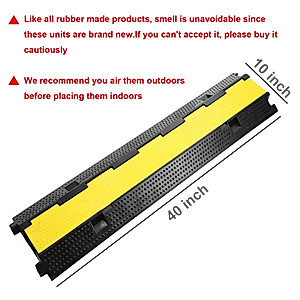 Reliancer 3 Pack Dual Channel Rubber Cable Protector Ramp 2 Channel Traffic Speed Bump 11000lbs Capacity Heavy Duty Driveway Hose Cover Ramp Cord Track Protector Wires Concealer w/Flip-Open Top Cover