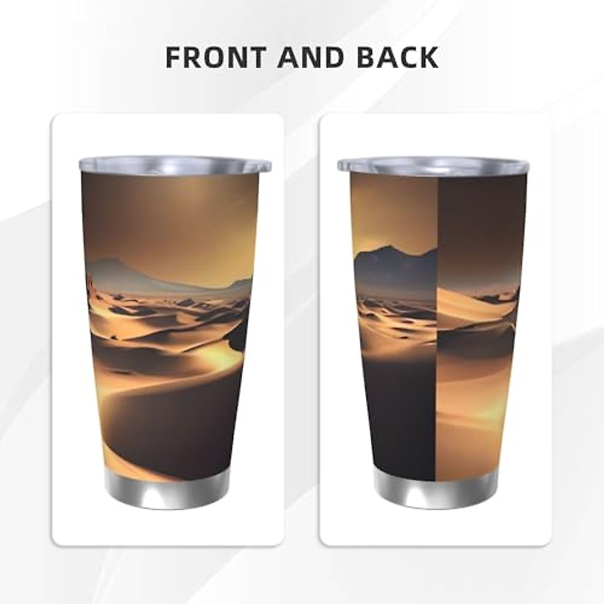 Sahara Desert Tumbler with Lid and Straw 20oz Stainless Steel Car Cup for Hot and Cold Drinks, Double Wall Insulated Travel Coffee Mug Reusable Drink Thermos Cup Birthday Gifts