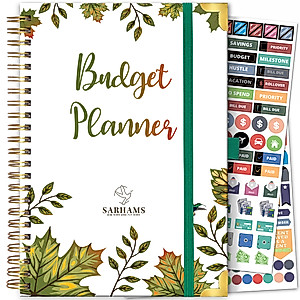 SARHAMS Budget Planner 5.8 x 8.1 Inches with 2 Pockets – Portable Undated Budget Book with Bill and Expense Tracker – 12 Month Planner to Track 2023 2024, Organize and Plan Your Finances