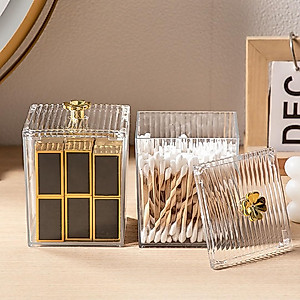 2 Pack Qtip Holder Dispenser for Cotton Ball,Cotton ball holder,Cotton swab holder,Qtip holder,Bathroom jars with lids set,Qtip dispenser,Cotton pad holder,Cotton swab container,Cotton ball container,