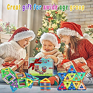 Magnetic Tiles for 3 4 5 6 7 8+ Year Old Boys Girls Upgrade Magnetic Building Blocks Set Educational STEM Toys Christmas Birthday Gift Toys for 3+ Year Old Boys and Girls (40PCS Magnetic Tiles)