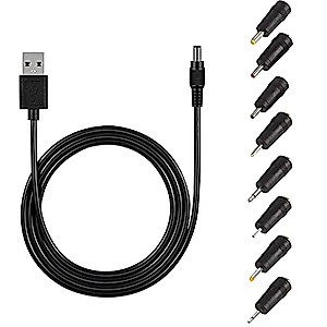 Onite DC Plugs Male 4.0x1.7mm, 4.0x1.35mm, 3.5x1.35mm, 3.5mm Mono, 3.0x1.1mm, 2.5x0.7mm, 2.5mm Mono, 2.35x0.7mm, 2.0x0.6mm Adapters for Electronics Devices Tablets, USB to DC 5.5x2.1mm Cord