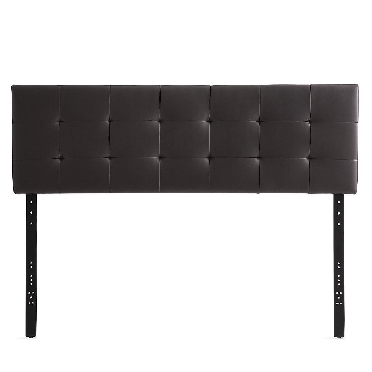 Edenbrook Hawthorne Faux Leather Headboard - Modern -Adjustable Height - Buttonless Tufting, Queen, Brown