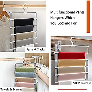 2 Pack Closet-Organizer-Pants-Hangers,Folding Non-Slip-Closet-Organizers-and-Storage,Al Alloy Magic Hangers Space Saving for Travel-Accessories Trousers Scarves Jeans,Home-College-Dorm-Room-Essentials