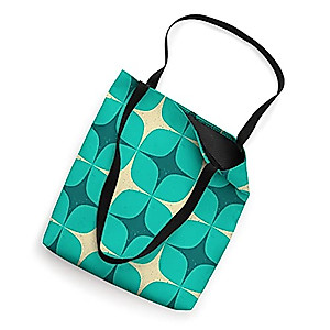 Modern Teal Pattern Mid-Century Modern Geometric Star Tote Bag