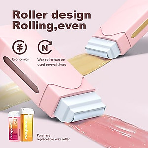 Roll On Wax kit,Waxfans Roll On Wax Warmer for Hair Removal,Waxing Kit for Sensitive Skin,at Home Waxing Kit for Women men,Soft Wax Heater for Larger Areas of the Body(pink)