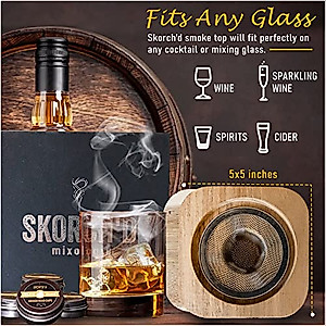Large Premium Cocktail Smoker Kit with Wood Chips & Craft Drink Recipes - Whiskey Smoker Kit - Fits Any Glass - Old Fashioned Cocktail Kit - Father's Day Gift, Batch Bourbon Smoker Kit