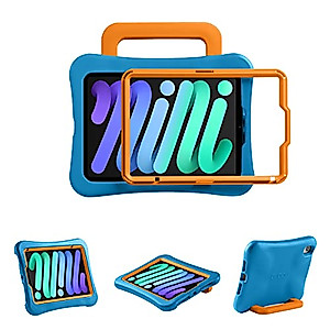 LeiJue Kids Case for 2021 iPad Mini 6, Light Weight Heavy Duty/Shockproof/Drop Proof with Handle/Kickstand, Child Friendly Protective Cover for iPad Mini 6th Gen 8.3inch (Blue)