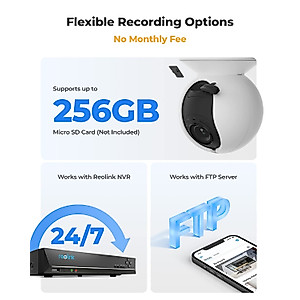 REOLINK E1 Outdoor PoE - 4K PTZ Outdoor Home Security System, PoE IP Camera with 3X Optical Zoom & Auto Tracking, 355° Pan & 50° Tilt, Color Night Vision, Human/Vehicle/Pet Detection, 2 Way Talk