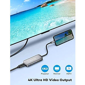 HooToo USB C Hub, 6-in-1 USB C Adapter with 4K USB C to HDMI, 3 USB 3.0 Ports, SD Card Reader, Pd Charging Port for MacBook/Pro/Air (2018), Chromebook, and More USB C Devices (Grey), silver