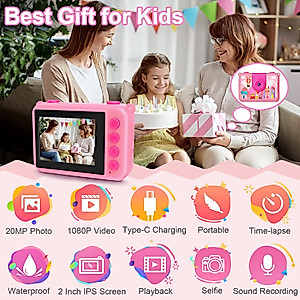 GKTZ Kids Waterproof Camera - Underwater Camera Birthday Gifts for Girls Boys Children Digital Action Camera with 32GB SD Card, Pool Toys for Kids Age 4 5 6 7 8 10