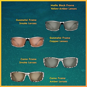 Flying Fisherman Polarized Sunglasses with 100% UVA & UVB Protection for Fishing, Biking, Golf, Hiking, Beach, Driving – BUCHANAN, Camouflage Frames with Amber Tinted Lenses (7719CA)