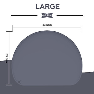 Large Toddler Placemat Round, Silicone Placemats for Kids Baby Toddlers Dining Table Mats, Reusable Babies Food Mat for Baby Eating, 2Pack, Oxford-Blue