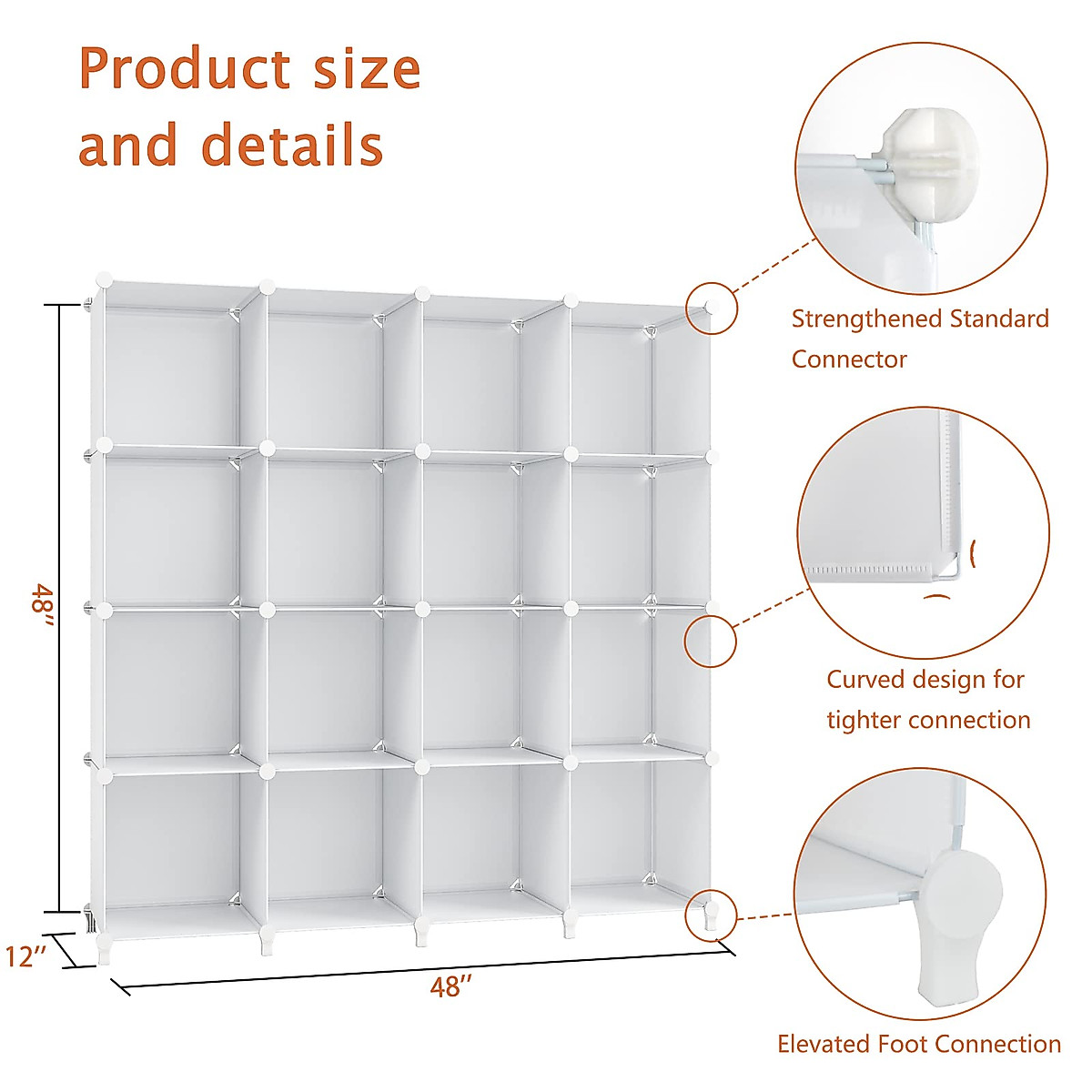 GIMTRR Closet Organizers and Storage, 16-Cube Closet Organizer, Cubes Storage Organizers, Closet Storage Cabinet Shelf, Bookcase Bookshelf for Bedroom, Office, White