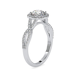 1/3 Carat Diamond and 3/4 Carat Moissanite Petite Twisted Vine Milgrain Halo Engagement Ring for Women in 14k White Gold (I-J/G, SI1-SI2/VS2, cttw) Size 9 by VVS Gems