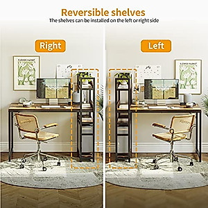 CubiCubi Computer Desk 47 inch with Storage Shelves Study Writing Table for Home Office,Modern Simple Style, Rustic Brown