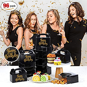 Nezyo 96 Pcs Party Gift Boxes Gable Candy Treat Boxes Party Favor Goodie Boxes Small DIY Paper Dessert Boxes for Kids Christmas Party Birthday Baby Shower Wedding 4.7 x 2.4 x 2.8 inches (Black)