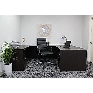 Boss Office Products CaressoftPlus Executive Chair, Traditional, Metal Chrome Finish 30D x 27W x 42H in