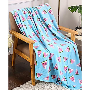 Summertime Whimsy Plush Watermelon Fleece Throw Blanket (50" x 60") - Watermelon Slices, for Men, Women and Kids