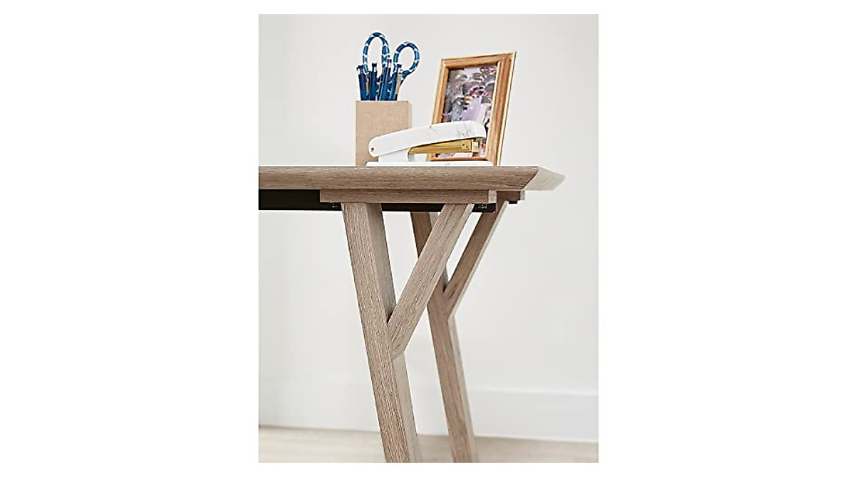 Realspace Trezza 62" Light Oak L-Shaped Desk for Home