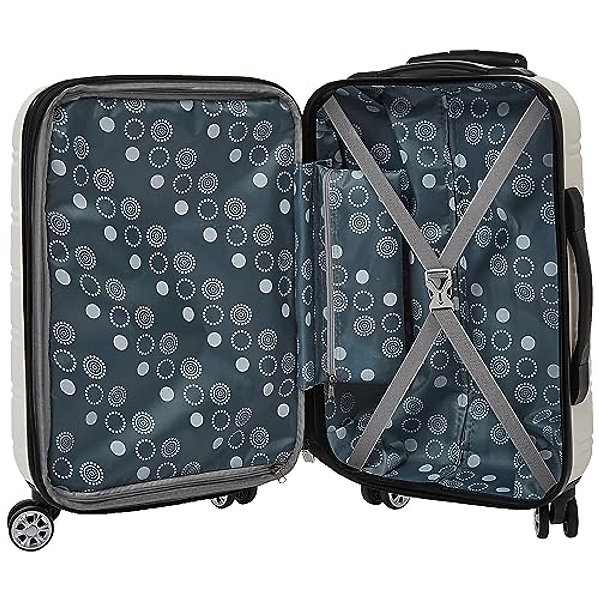 Rockland Melbourne Hardside Expandable Spinner Wheel Luggage, White, 2-Piece Set (20/28)