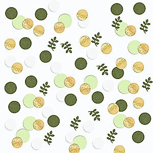 Sage Green Party Decorations White Happy Birthday Banner Sage Green and Gold Balloons Olive Green Confetti Dots Scatter Table Decoration for Girls Women Birthday Baby Shower Party Supplies