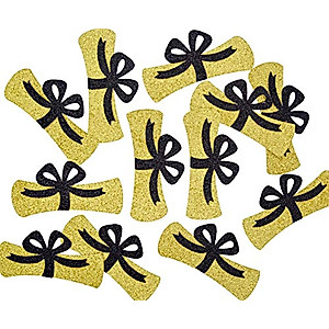 Diploma Confetti, 12pcs 4 inches Graduation Centerpeices Congrats Grad Party Decorations Graduation Table Decor Class of 2023 High School College Graduation Party Supplies (Gold & Black Glitter)