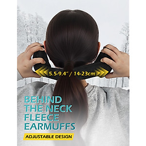 Surblue Unisex Warm Knit Cashmere Winter Pure Color Earmuffs with Fur Earwarmer, Adjustable Wrap,Black,Large