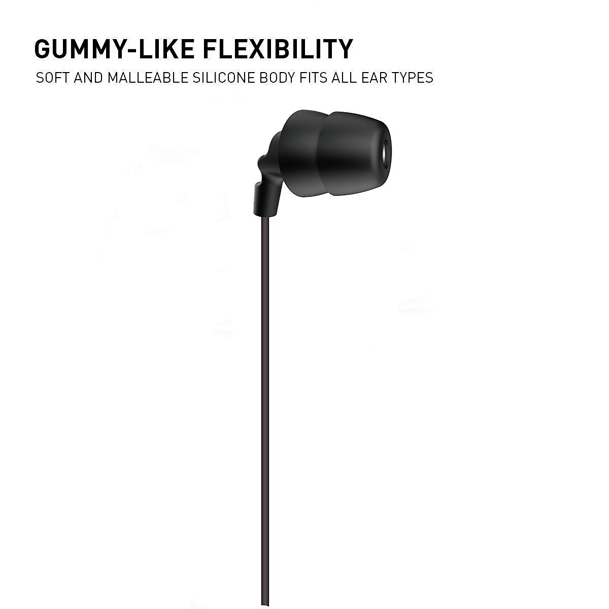 DARK WOLF Sleep Earphone,Soft Earbuds with Mic,Noise Cancelling,in-Ear earpods for Side Sleeper, 3.5mm Jack Air Travel,Snoring,Gym Meditation& Relaxation (Black)