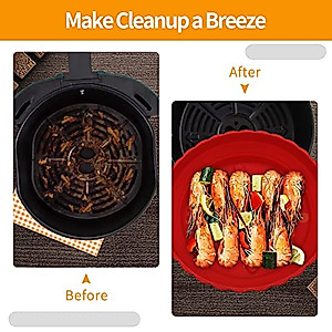 2 Pack Air Fryer Silicone Pot, 7.8" Silicone Air Fryer Reusable Liners, Apply to 3.2-6.5 QT Airfryer, Food Safe Reusable Air Fryer Silicone Basket,Easy Cleaning with Heat-proof Gloves (Pink+Red)