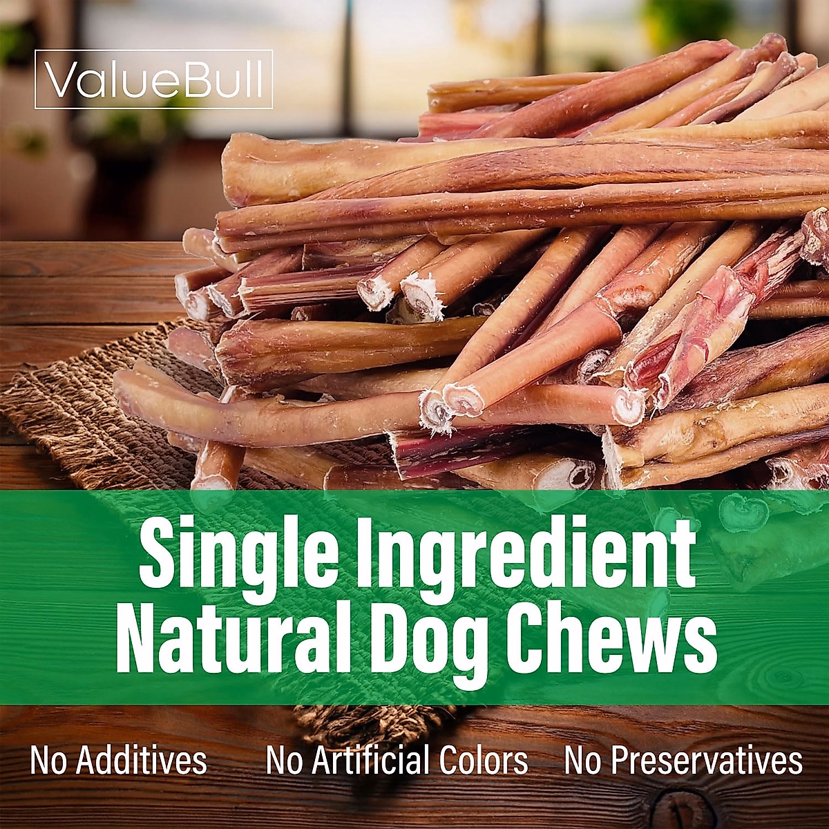 ValueBull Bully Sticks for Dogs, Medium 12 Inch, 50 Count - All Natural Dog Treats, 100% Beef Pizzles, Single Ingredient Rawhide Alternative