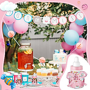 Nuenen 36 Pcs Baby Shower Bottles Baby Shower Mini Milk Bottle Plastic Bear Mini Baby Bottles for Baby Shower Candy Bottles with Ribbon for Baby Shower Favor Gift (Pink)