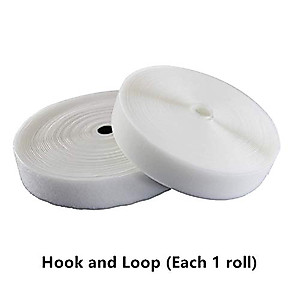 Sew on Hook and Loop Tape 3/4 Inch Width, Non-Adhesive Sticky Back, Sewing Fastening Tape Nylon Fabric Fastener Interlocking Tape Sewing Fasteners for Sewing DIY Crafts (White, 16.4FT)