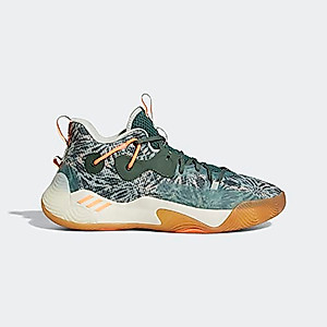 adidas Unisex Harden Stepback 3 Basketball Shoe, Green Oxide/Beam Orange/Off White, 9 US Men