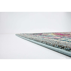 Rugs.com Fleur Collection Rug – 3' x 5' Light Blue Medium-Pile Rug Perfect for Entryways, Kitchens, Breakfast Nooks, Accent Pieces
