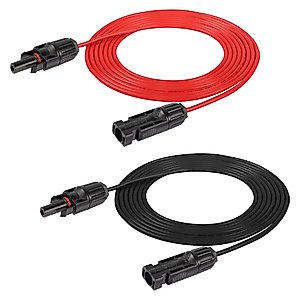 SinLoon 14AWG Solar Extension Cable,1 Pair 14 Gauge PV Solar Panel Cord IP67 Waterproof Solar Power Cable with Male and Female Solar Connector Adapter Kit,for Solar Panel Wire (14AWG 10 FT)