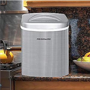 Frigidaire EFIC118-SILVER-KL Ice Maker Machine, Compact Countertop, Silver Medium