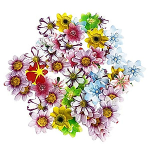 Set of 48 Edible Mini Flower Cupcake Toppers Wedding Cake Birthday Party Food Decoration Mixed Size & Colour