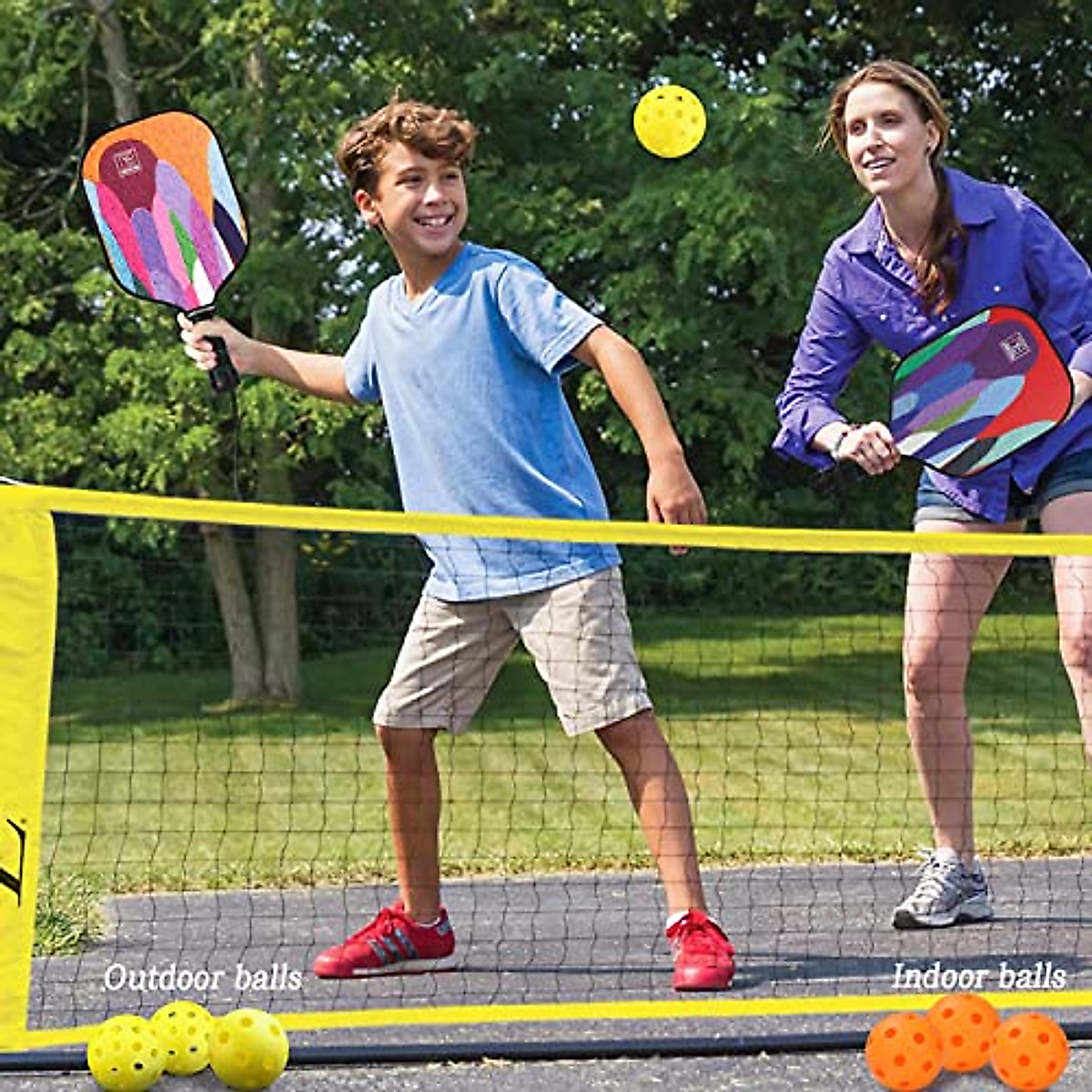 Graphite Pickleball Paddles Set of 6, 2024 USAPA Approved, 2 Kids & 4 Adult Paddles, Fiberglass Surface (CHS), Polypropylene Lightweight Honeycomb Core, 6 Pickleball, 4 Replacement Soft Grip + Bag