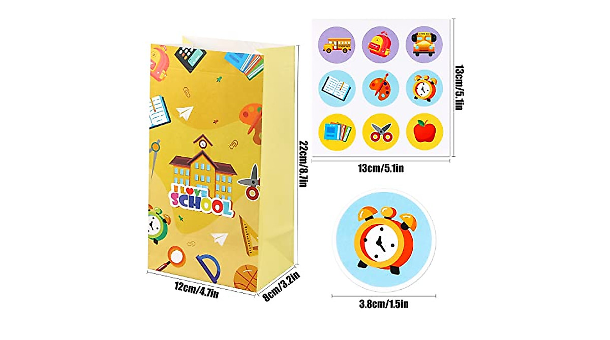 Back-to-School Gift Bags - 24 Pack with Stickers for First Day Celebrations